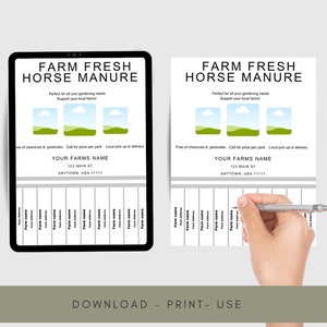 Horse Manure Advertising Poster, Tear Away Flyer Premium Horse Manure ...