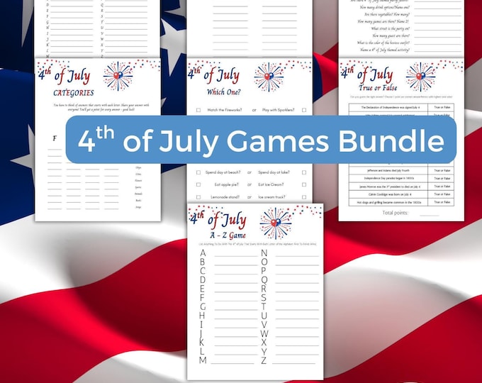 4th of July Party Games Bundle, Instant Download, USA Independence Day ...