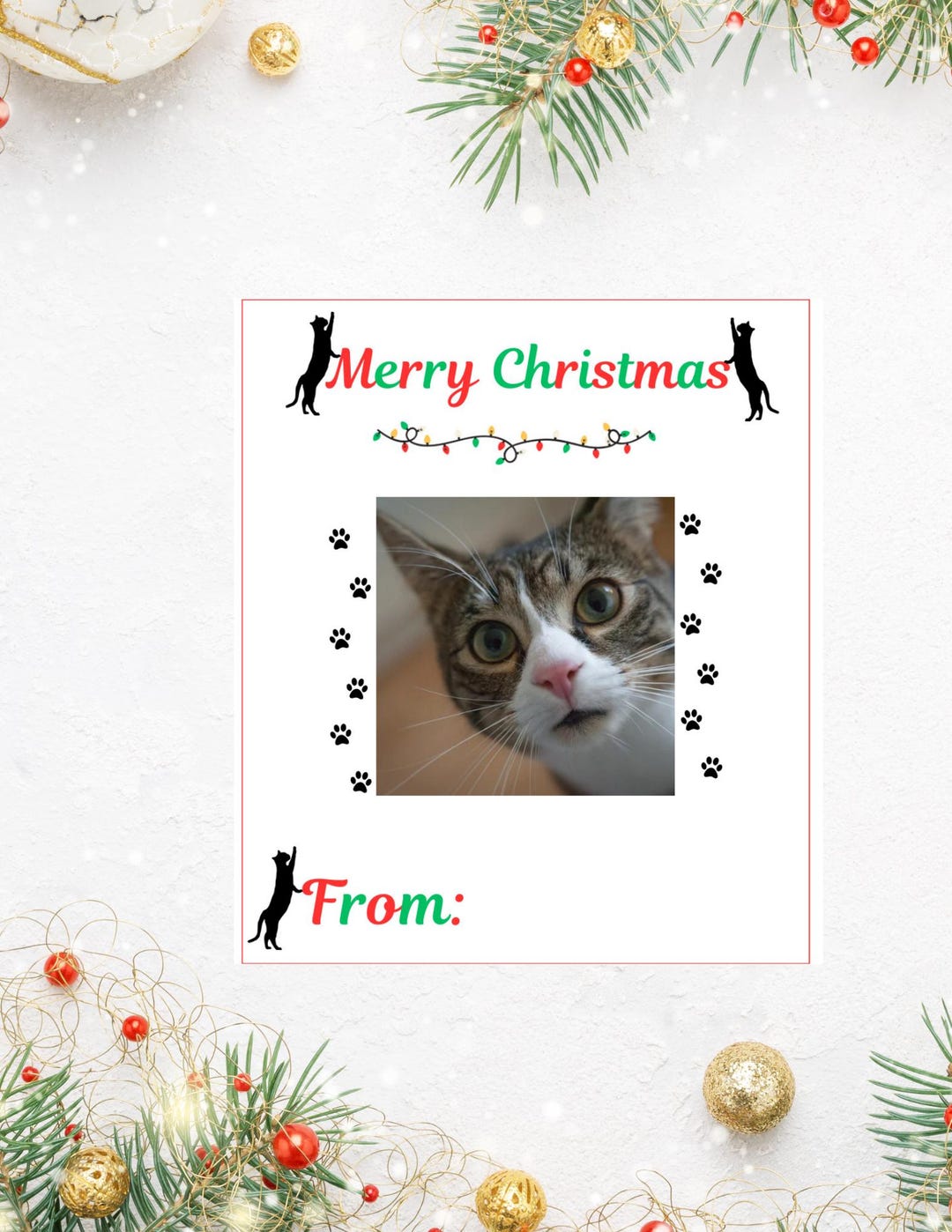 Printable Merry Christmas Personalized Cat Gift and Present Tag ...