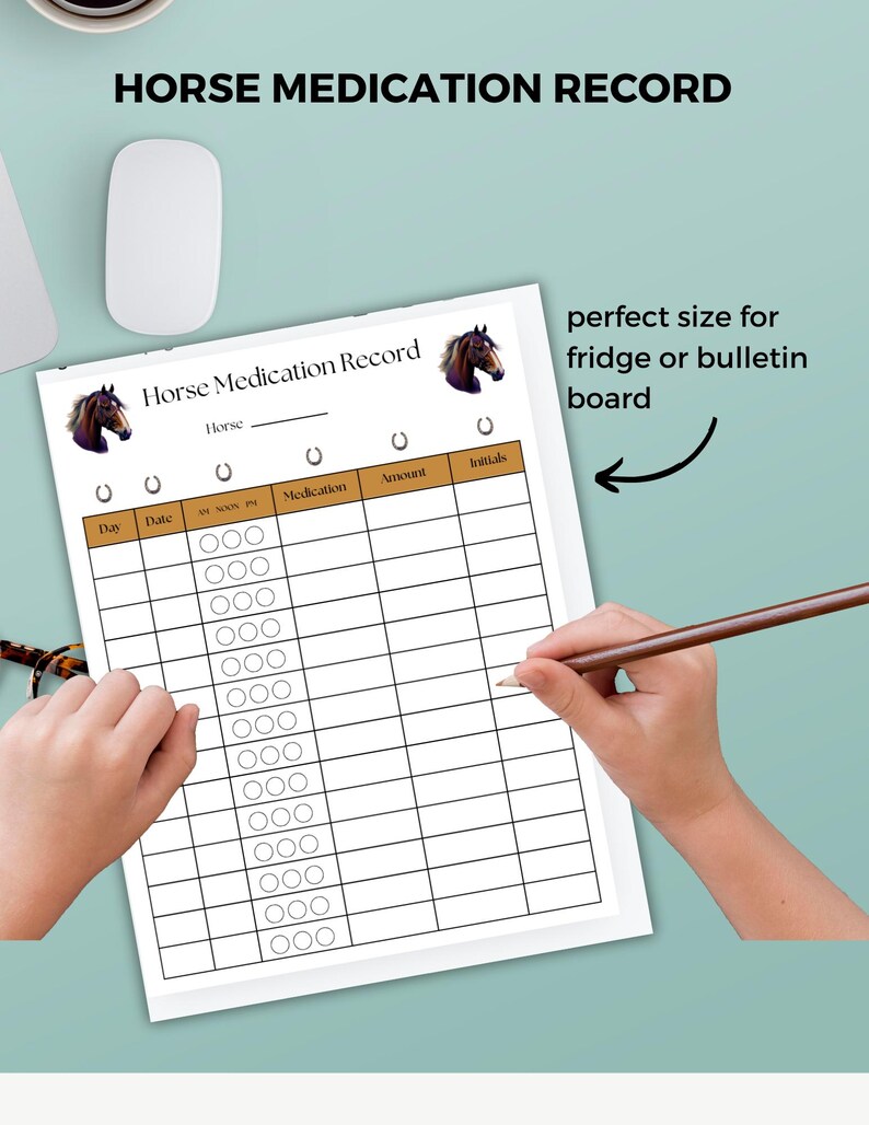 Horse Medication Record Chart,printable Pill Log,equine Health Tracker ...