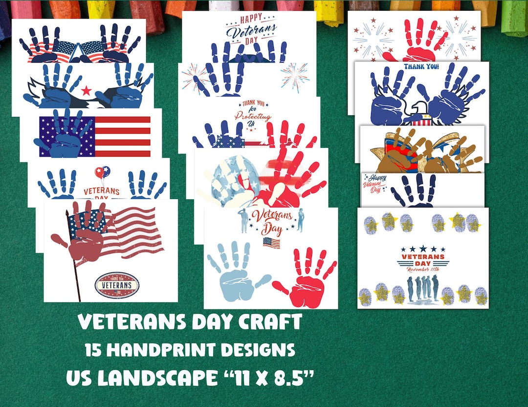 Veterans Day Handprint Art Craft; Veterans Day Preschooler Activity ...