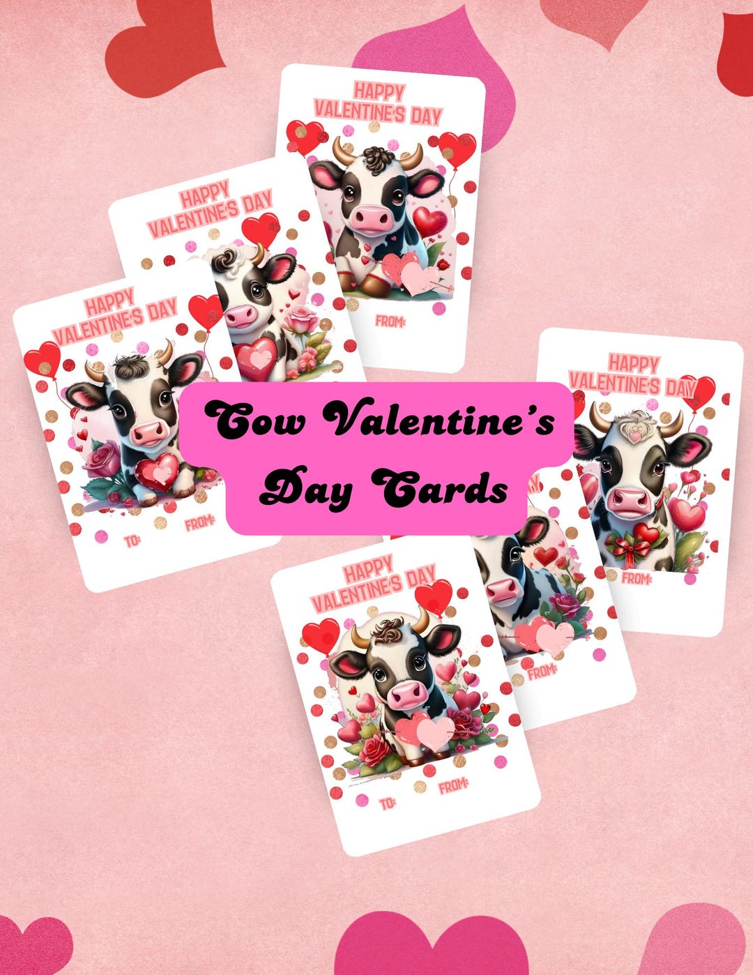 Cow Valentines, Valentines Cards/ Tags With Cows,cute Cows for ...