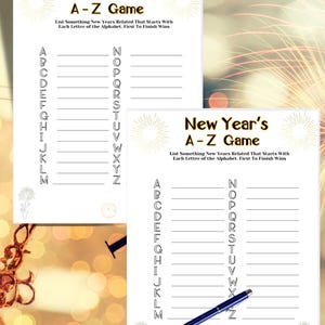 New Year's A-Z GAME, New Year's Eve A-Z Party Game,fun Game Challenge ...