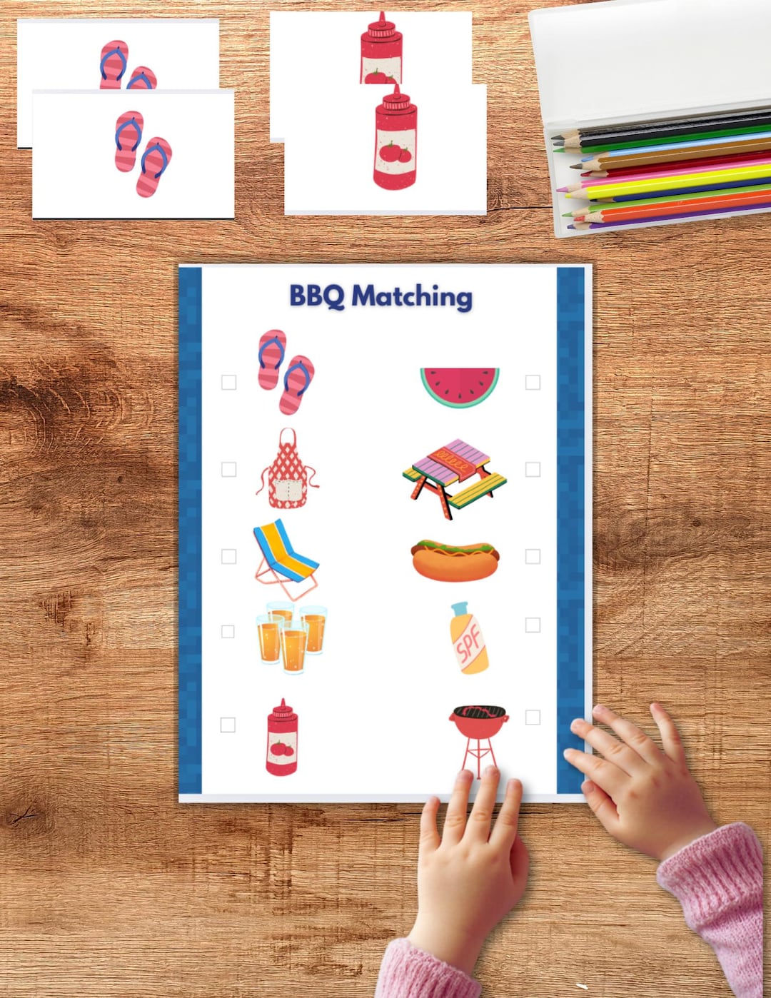 BBQ Matching Game Printable, Summer Bbq Matching/memory Picture Game ...