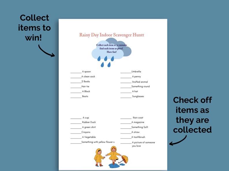 Printable Scavenger Hunt Game for Rainy Day - Etsy