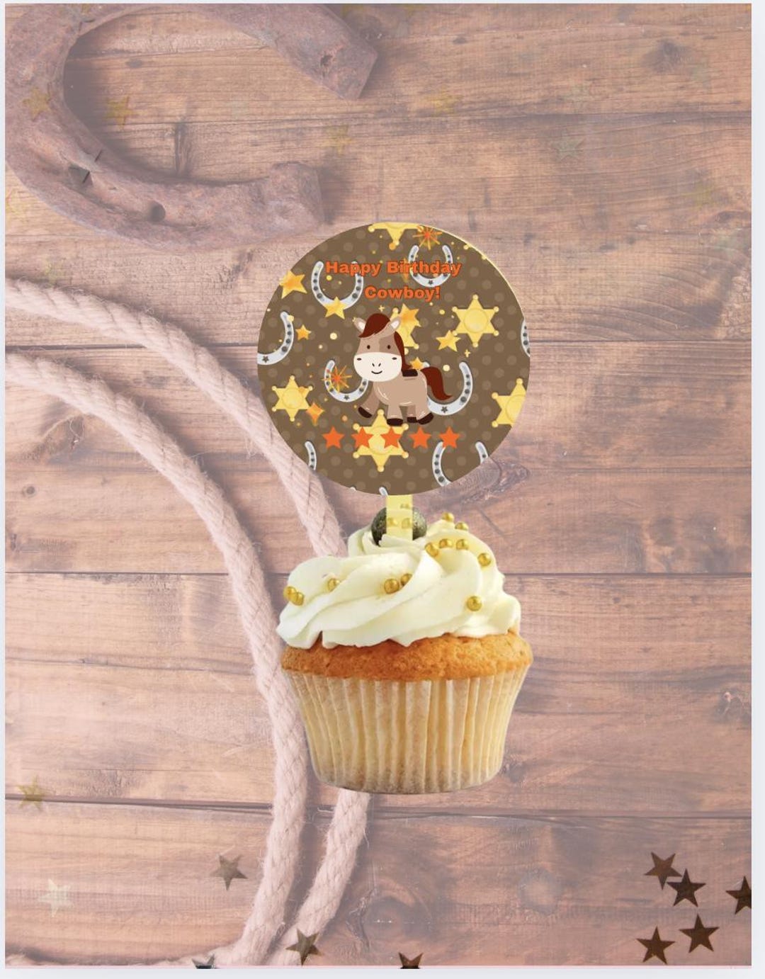 Cowboy Cupcake Toppers,western Birthday Party Decorations,little ...