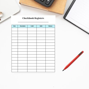 Printable Check Register for Personal and Business Use ,bookkeeping ...