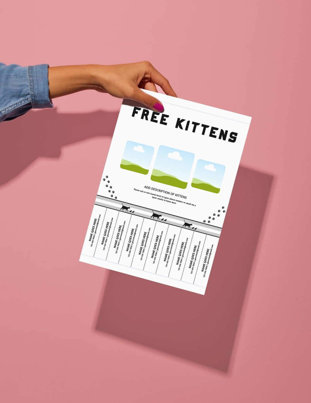 Free Kittens Tear off Flyer; Editable and Customizable in Canva With ...