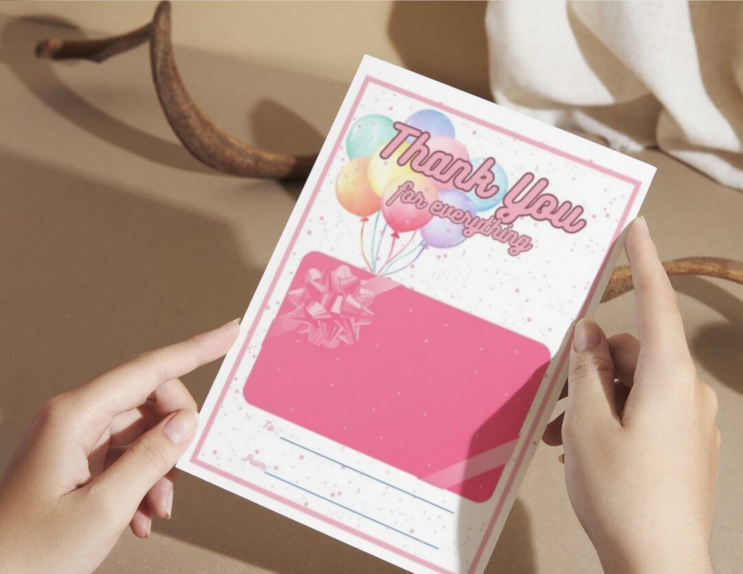 4 Gift Card Bundle, Thank You Gift Card Holders With Balloons : Multi ...