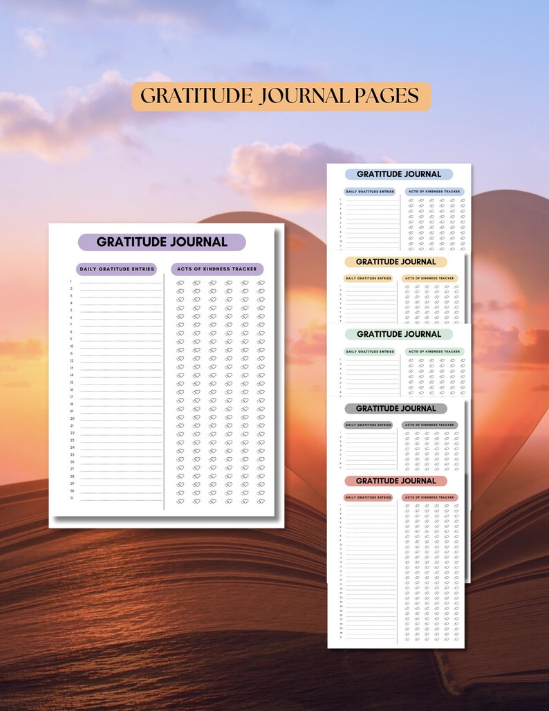 Daily Gratitudes,printable,daily Gratitude Journal, Gratitude Challenge ...