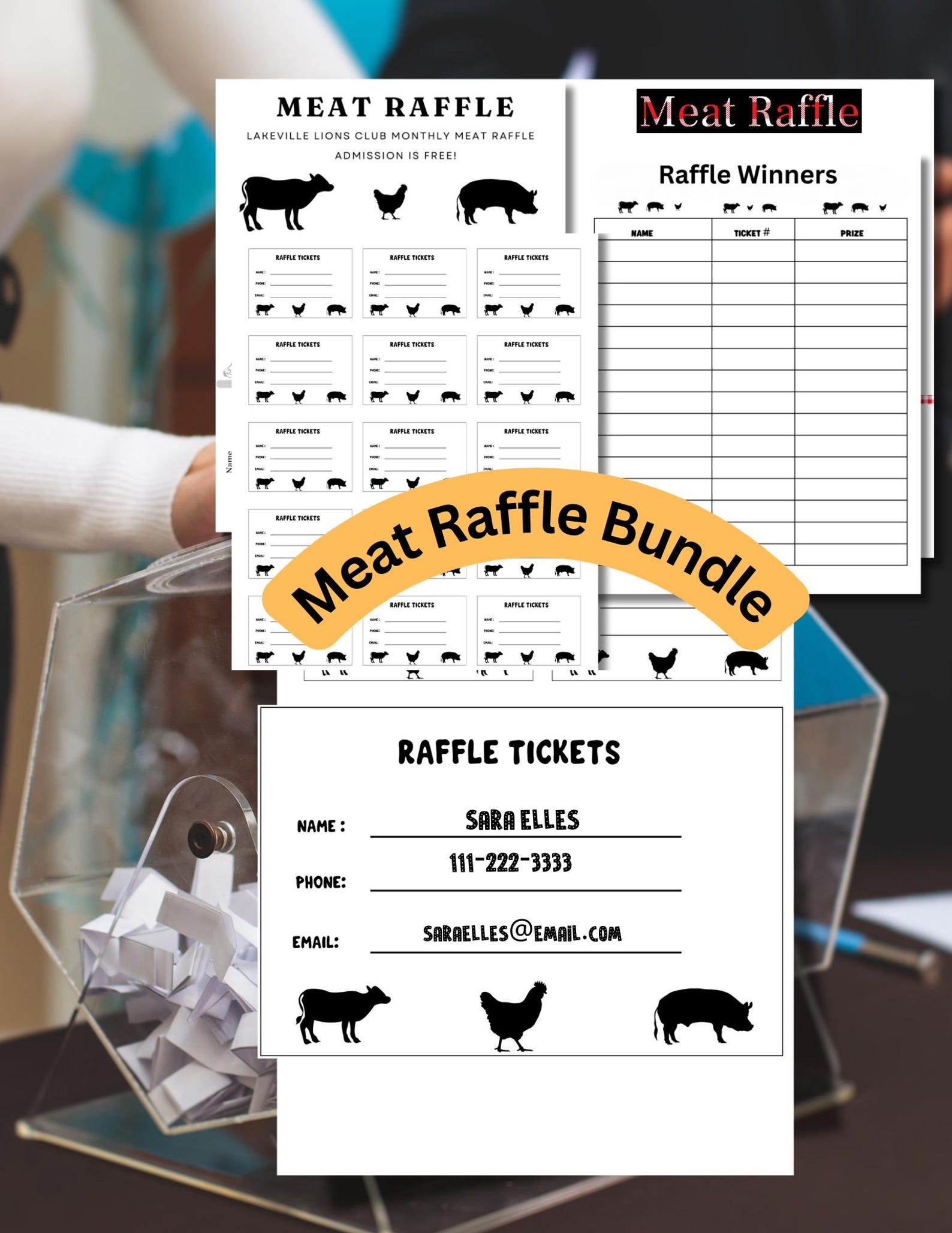 Meat Raffle Fundraiser Bundle:meat Raffle Fundraiser Kit,tickets, Flyer ...