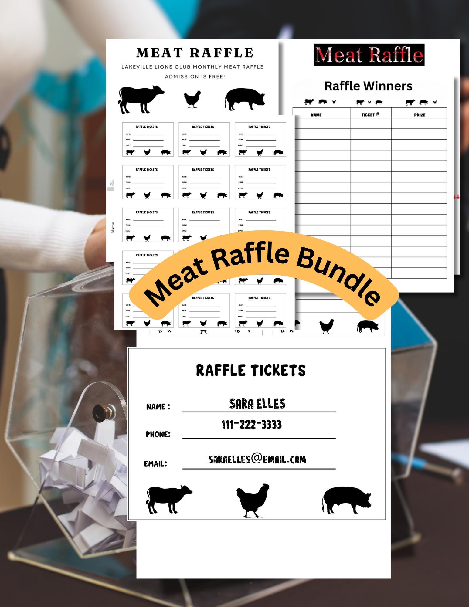 Meat Raffle Fundraiser Bundle:meat Raffle Fundraiser Kit,tickets, Flyer ...