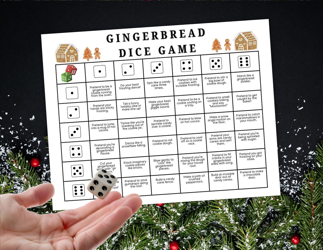 Gingerbread Dice Game: Roll & Tell Icebreaker,holiday Themed Game ...