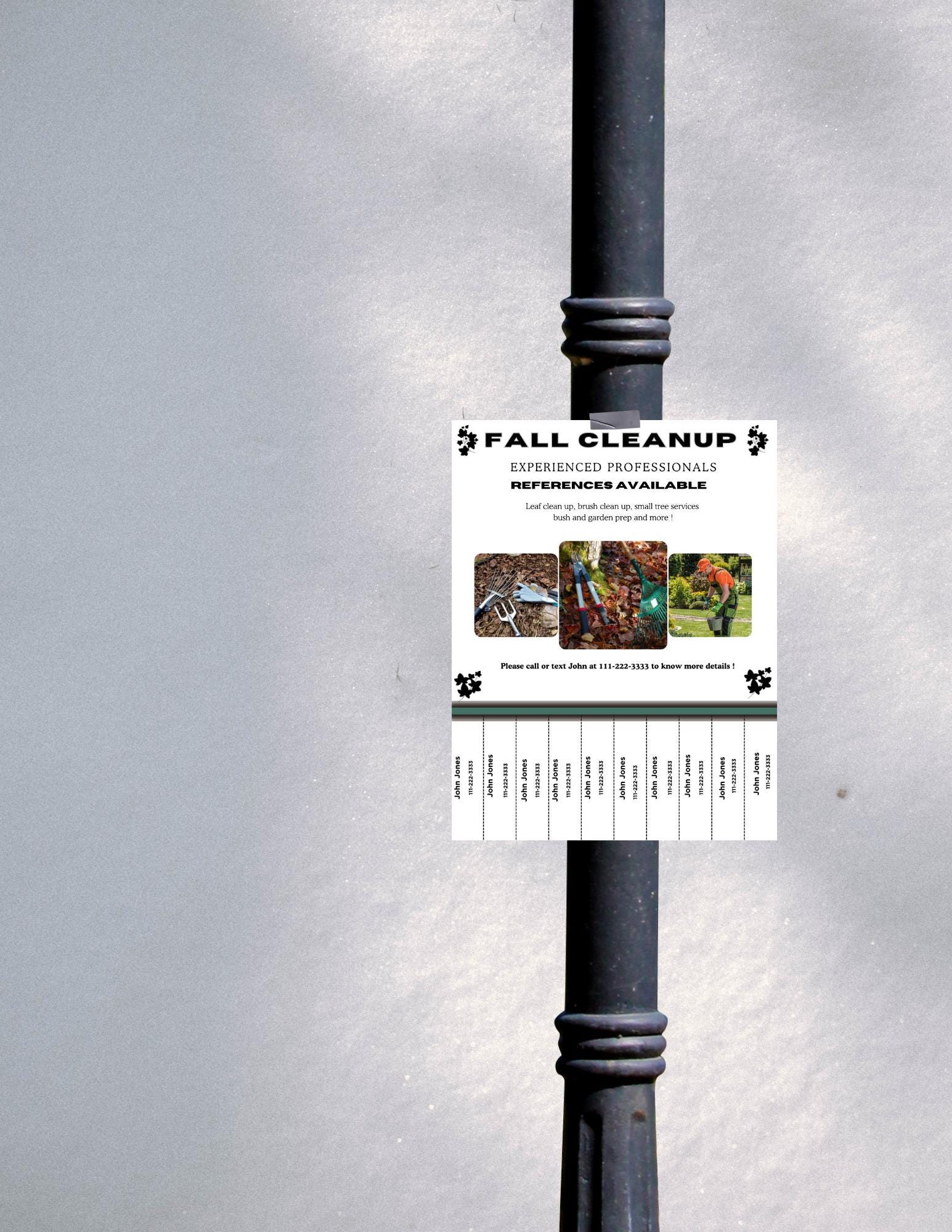 Fall Cleanup Tear Away Flyer Template, Editable, Self Customization ...