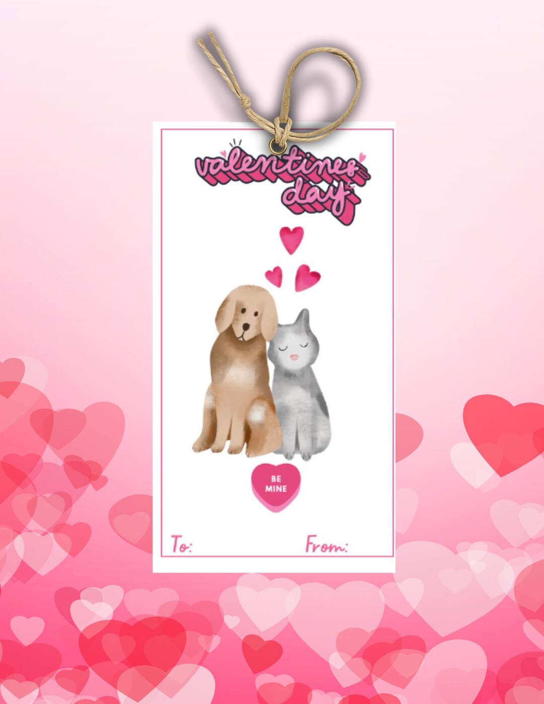 Printable Cat & Dog Themed Valentine's Day Cards, Tags, Labels and ...