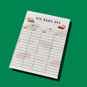 Pie Contest Sign-up Sheet: Printable Baking Competition Form (digital ...