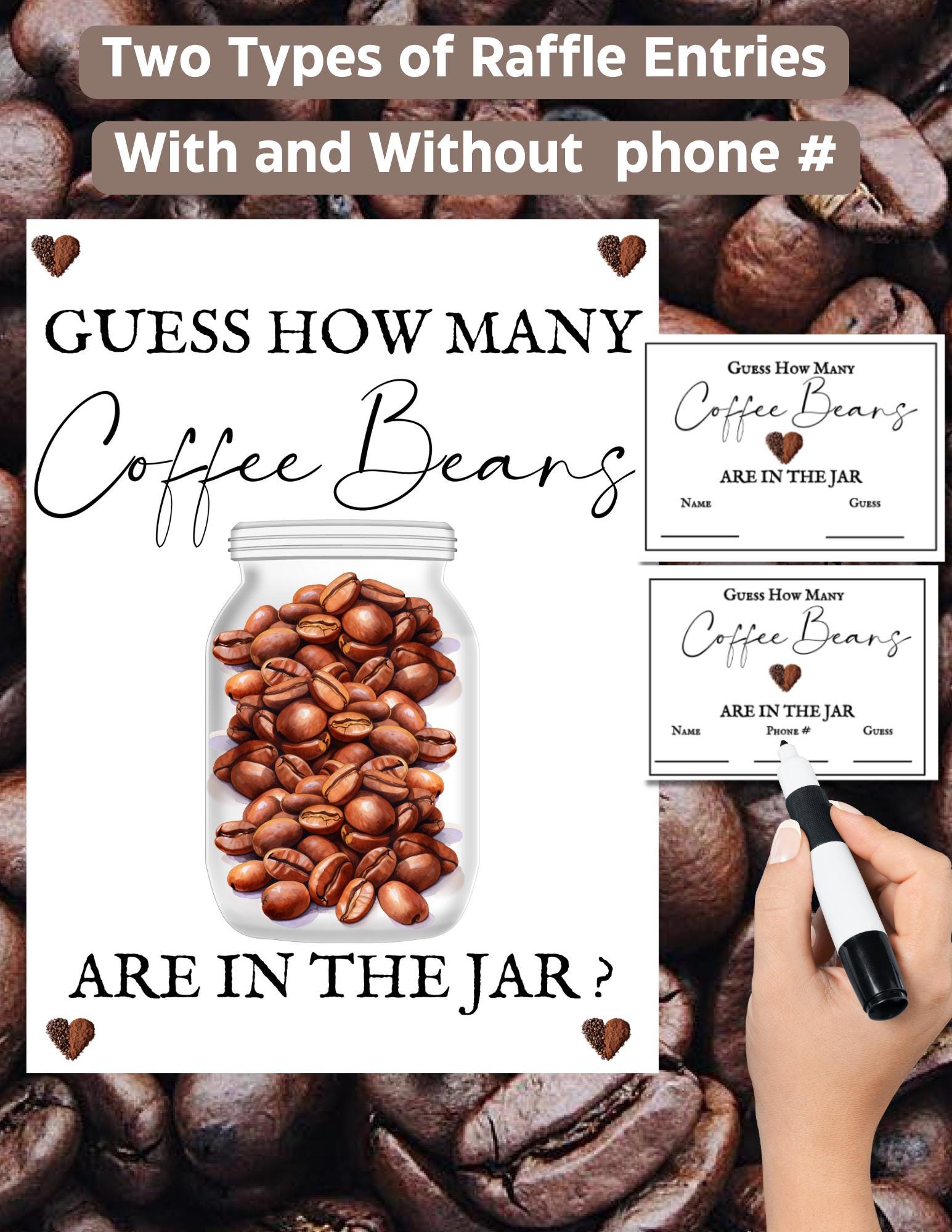 Guess How Many Coffee Beans Game,coffee Themed Raffle Game,printable ...