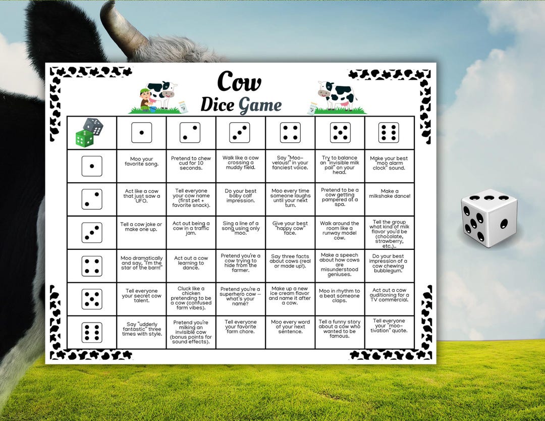 Cow Dice Game, Cow Party Game, Barnyard Icebreaker, Family or Classroom ...