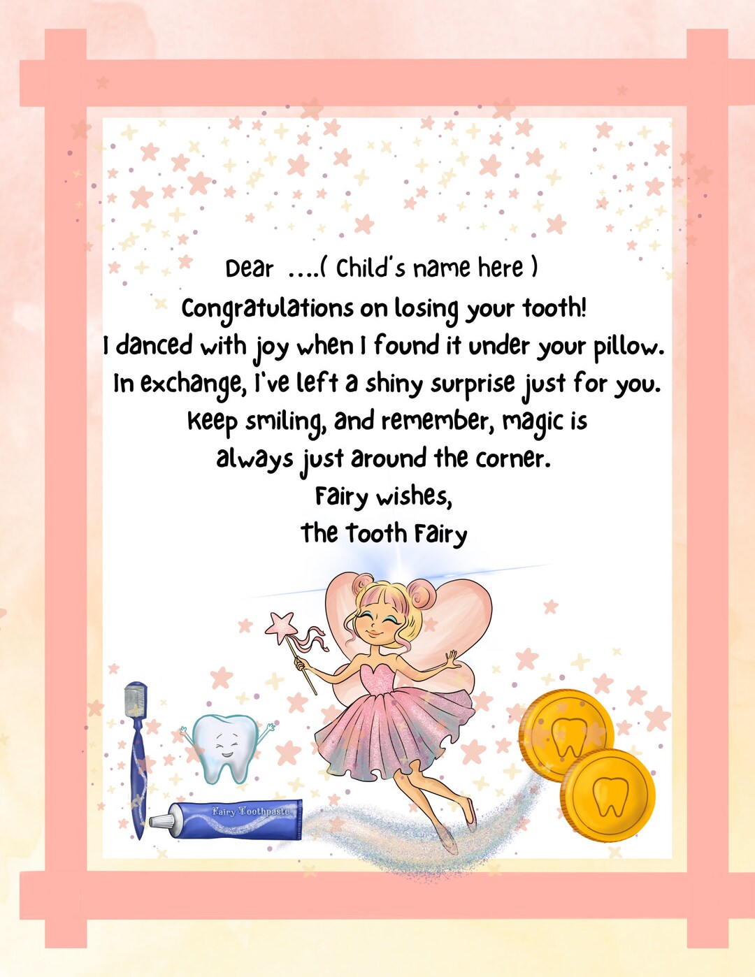Magical Tooth Fairy Letter for Kids Surprise Tooth Keepsake - Etsy
