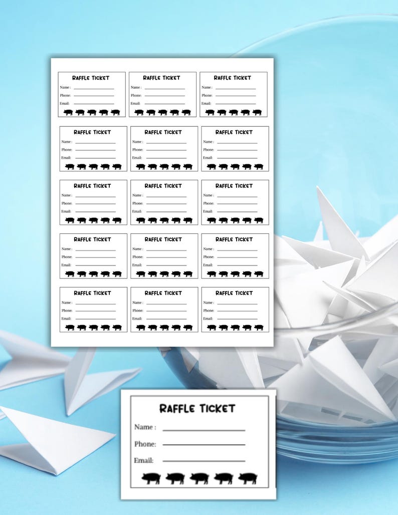 Printable Pig Raffle Tickets: Fundraiser Event,farm-themed Fundraiser ...