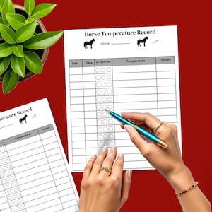 Printable Horse Temperature Chart, Health Tracker,equine Temperature ...