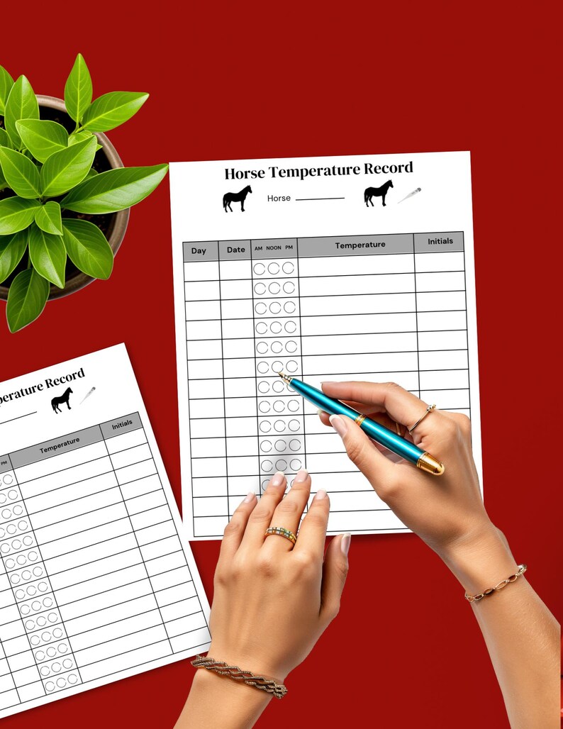 Printable Horse Temperature Chart, Health Tracker,equine Temperature ...