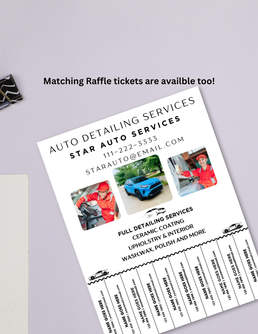 Editable Auto Detailing Flyer: Tear-off Ad Template (canva PDF) - Etsy UK