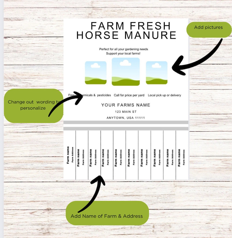 Horse Manure Advertising Poster, Tear Away Flyer Premium Horse Manure ...