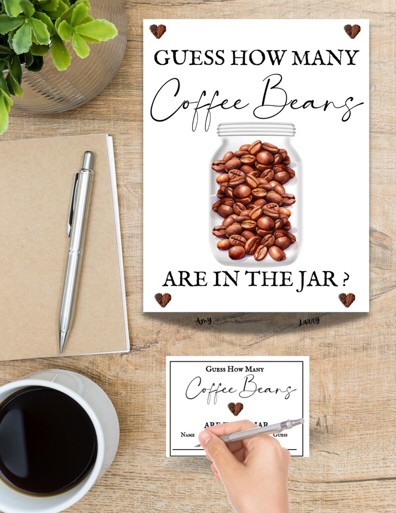 Guess How Many Coffee Beans Game,coffee Themed Raffle Game,printable ...
