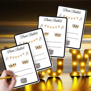 Prom King & Queen Voting Ballots: Printable Voting Cards (PDF), Prom ...