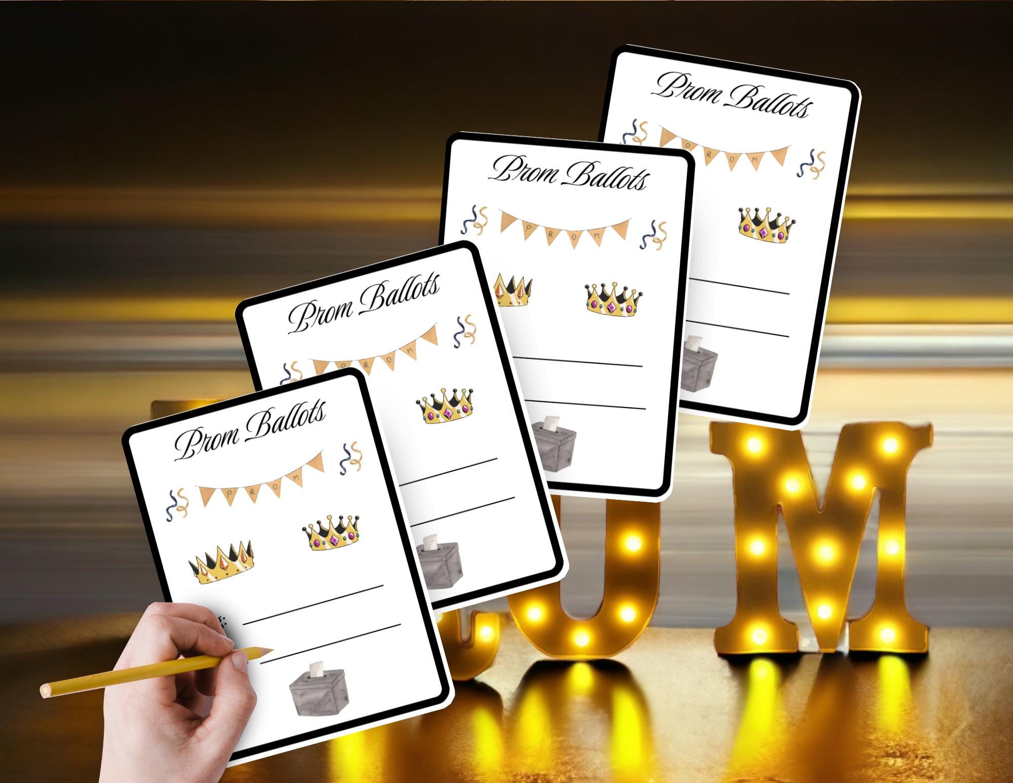 Prom King & Queen Voting Ballots: Printable Voting Cards (PDF), Prom ...