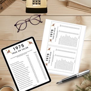 1975 Trivia Game,true or False Birthday Party, 50th Birthday Party ...