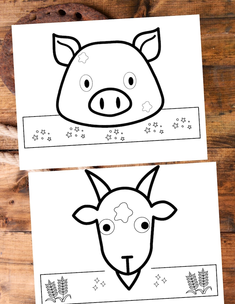Farm Animal Paper Crown: Kids Coloring Craft Activity (PDF Download ...