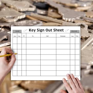 Printable Key Sign Out Sheet,key Log Template,key Sign Out Sheet ...