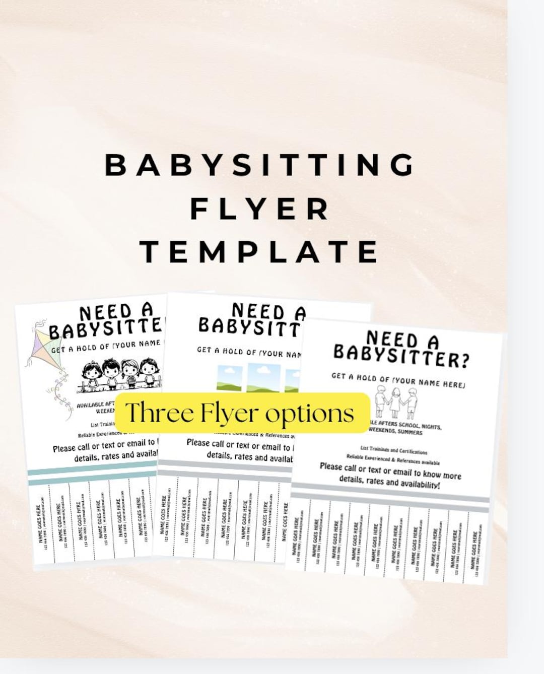 Editable Babysitter Flyer Template: Teen Babysitting Ad, Babysitting ...