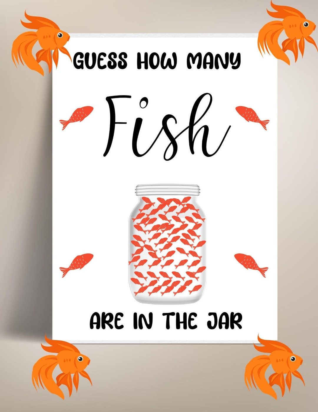 Guess How Many Fish in the Jar Game, Fishes in the Jar Game,printable ...
