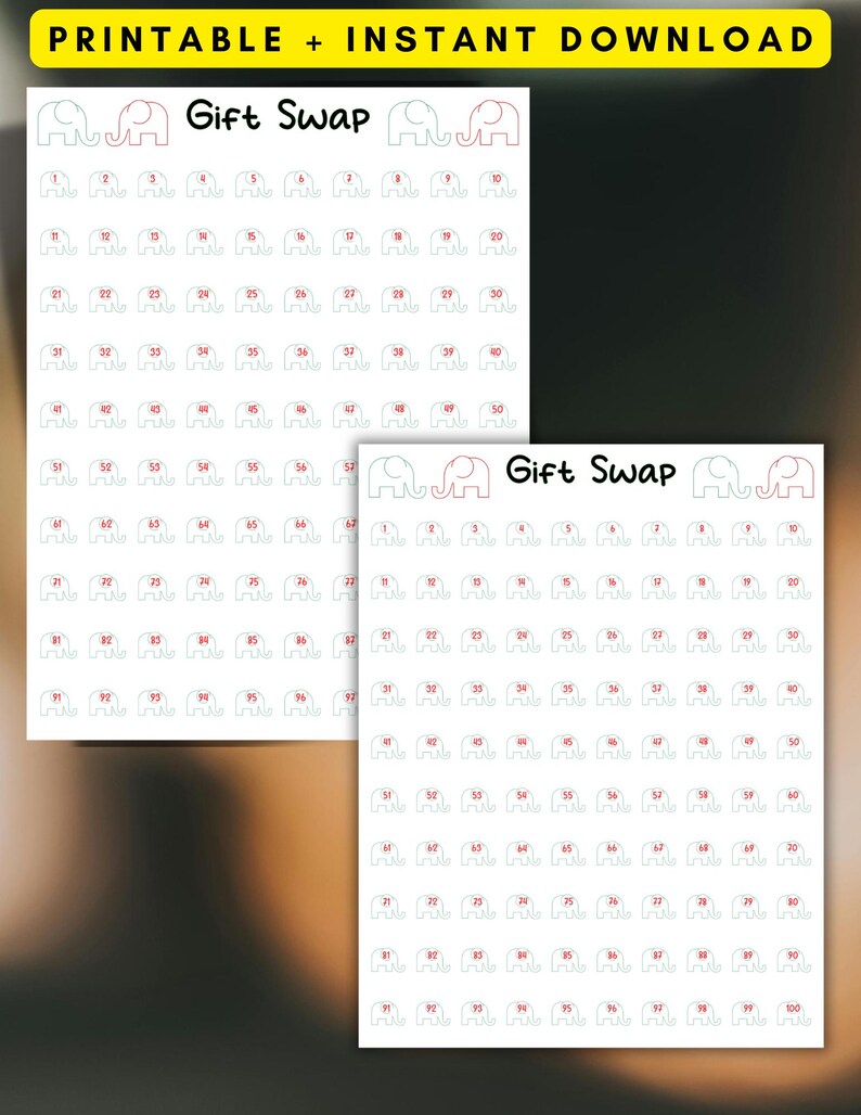 White Elephant Gift Swap Number Cards – Printable Party Game, Instant ...