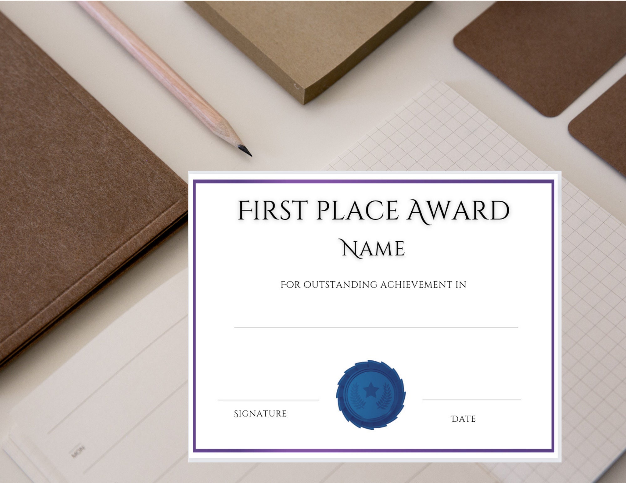 First Place Award Certificate Trophy ,editable and Customizable,well ...