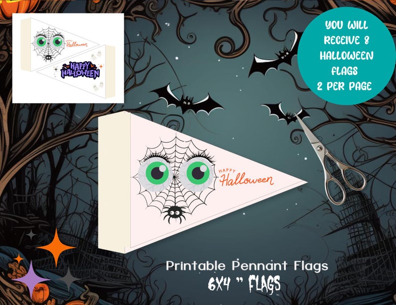Halloween Pennant Flags: Printable Photo Booth Props, Halloween Party ...