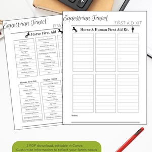 Equestrian Travel First Aid Checklist, Medical Kit for Horse and Rider ...