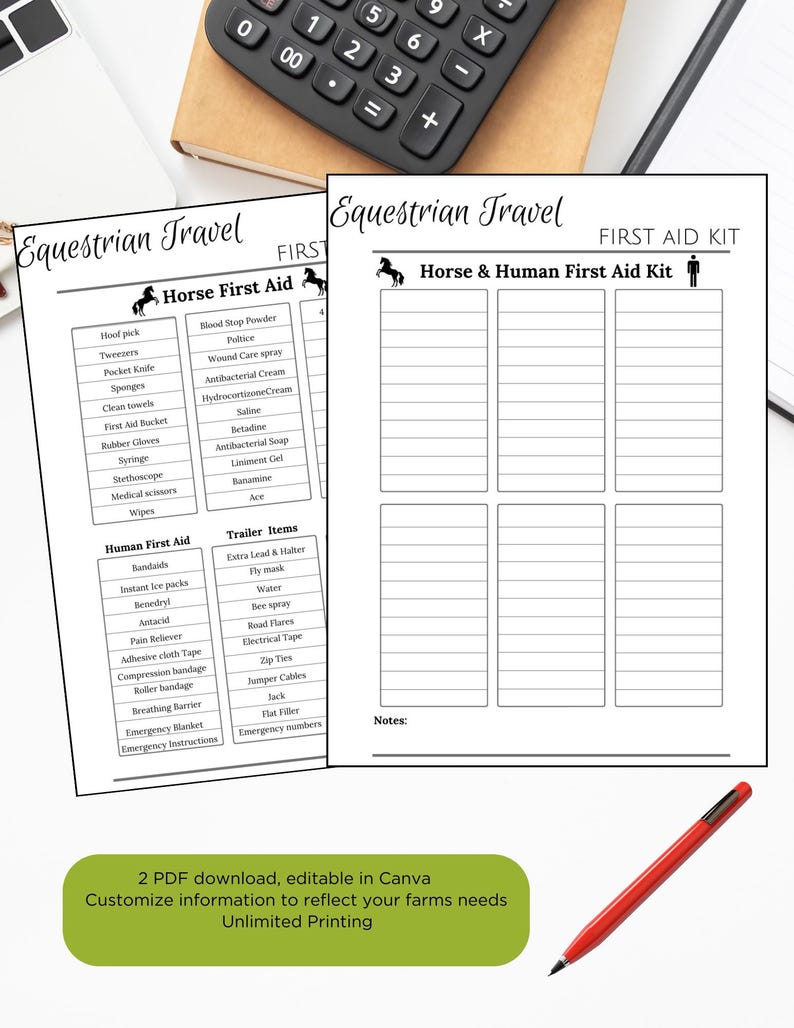 Equestrian Travel First Aid Checklist, Medical Kit for Horse and Rider ...