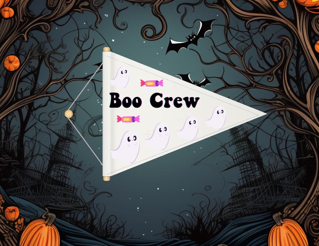 Printable Boo Crew Halloween Basket Flag, Printable Boo Basket Favor ...