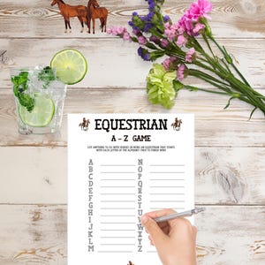 Equestrian A-Z Game,equestrian A-Z Party Game,equine Themed Fun ...