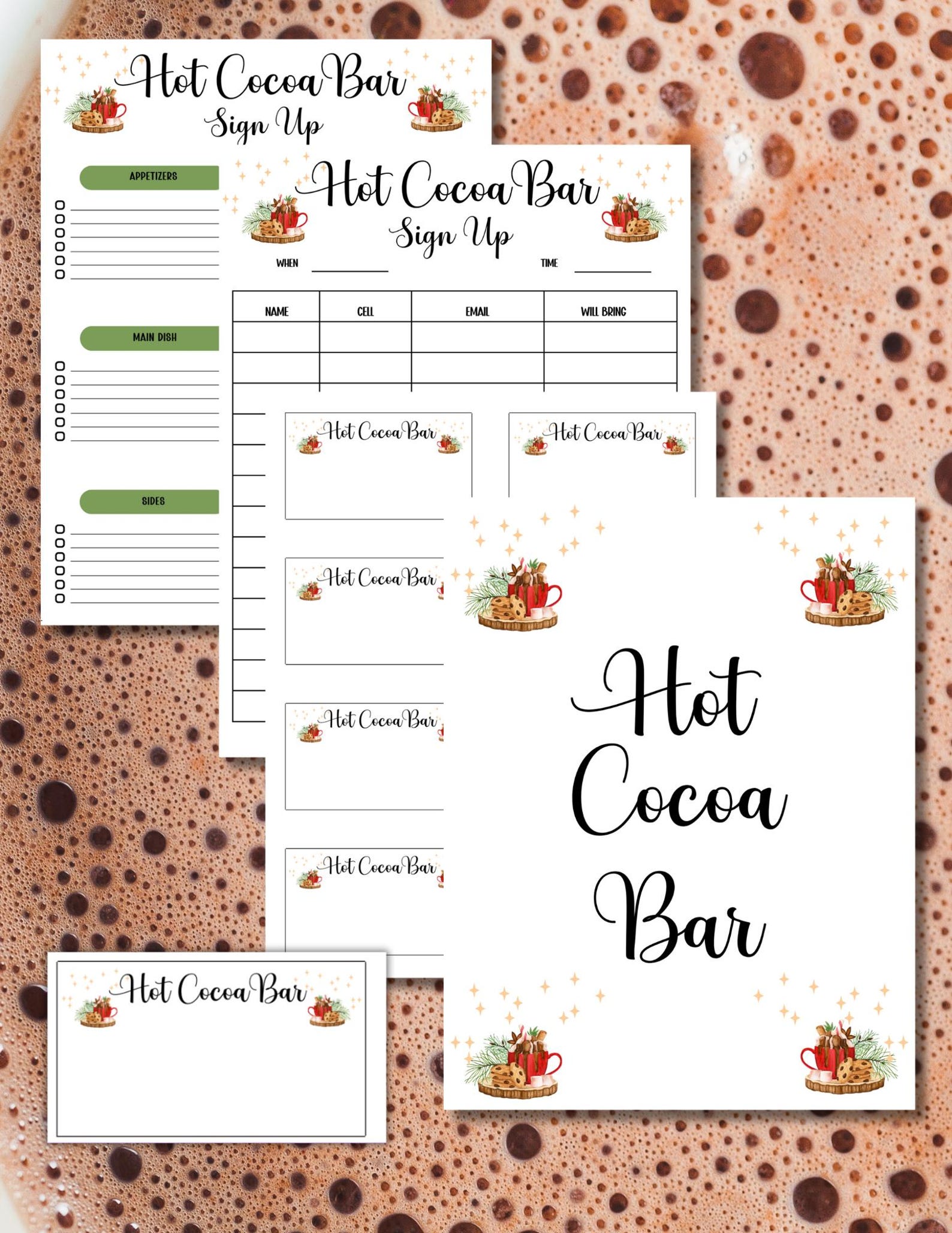Hot Cocoa Bar Kit,printable Hot Chocolate Party, Ultimate Hot Cocoa Bar ...
