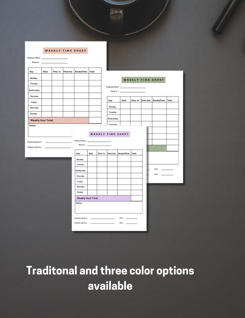 Printable Employee Timesheet Template,7-day Work Week,employee ...