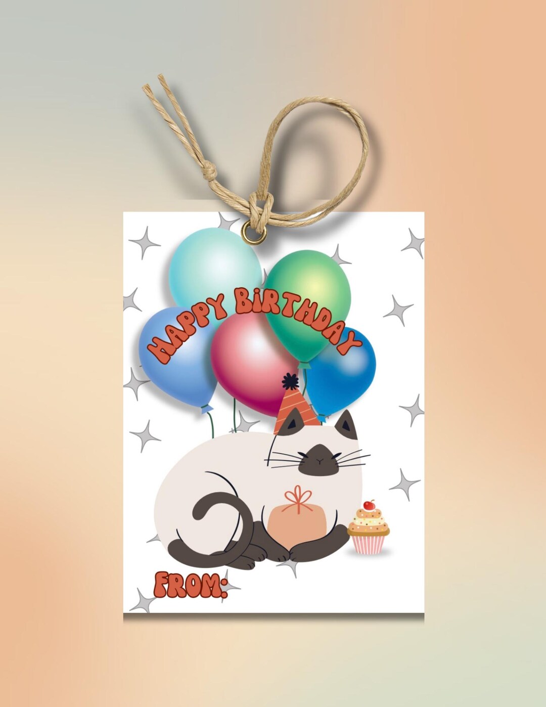 Cat/kitten Themed Tag, Happy Birthday Gift and Present Tags With a ...