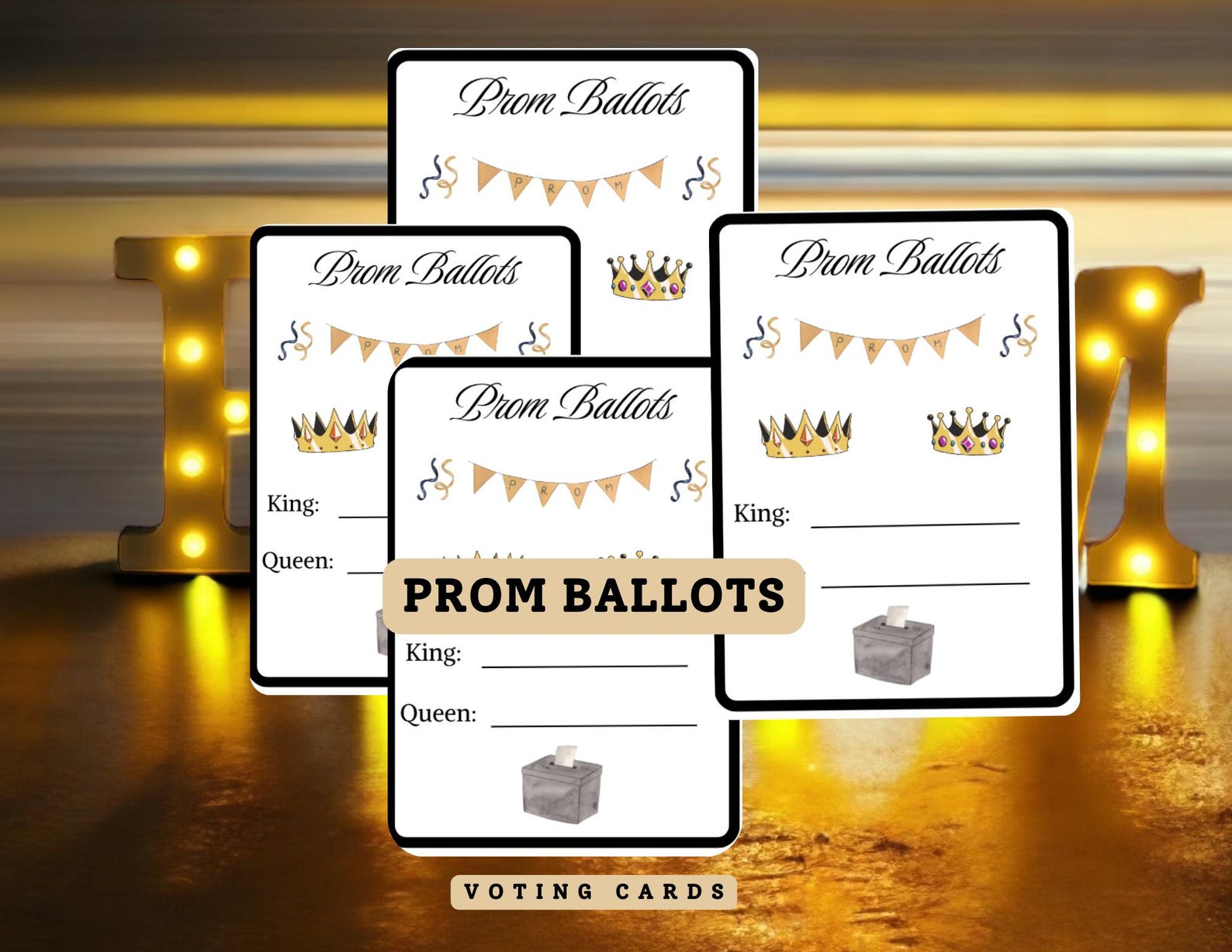 Prom King & Queen Voting Ballots: Printable Voting Cards (PDF), Prom ...