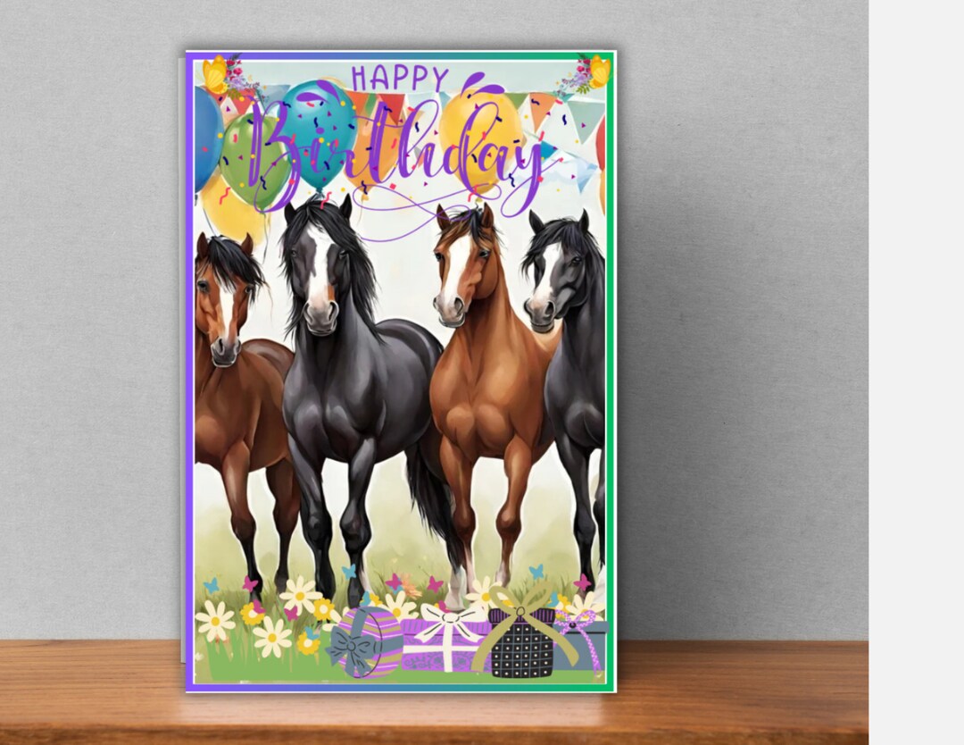 Horse Happy Birthday Card,horse Lovers Birthday Gift, Horse Lover Card ...