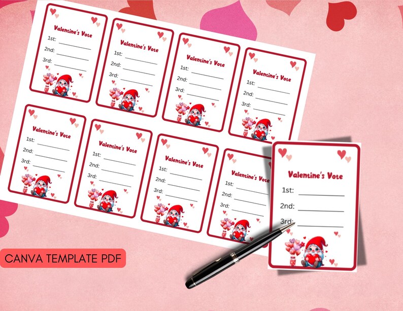 Valentine Voting Ballot Cards: Holiday Party Game (PDF), Valentines Day ...