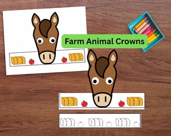 Farm Animal Paper Crown - Printable, Coloring Crown, Coloring Face Mask ...